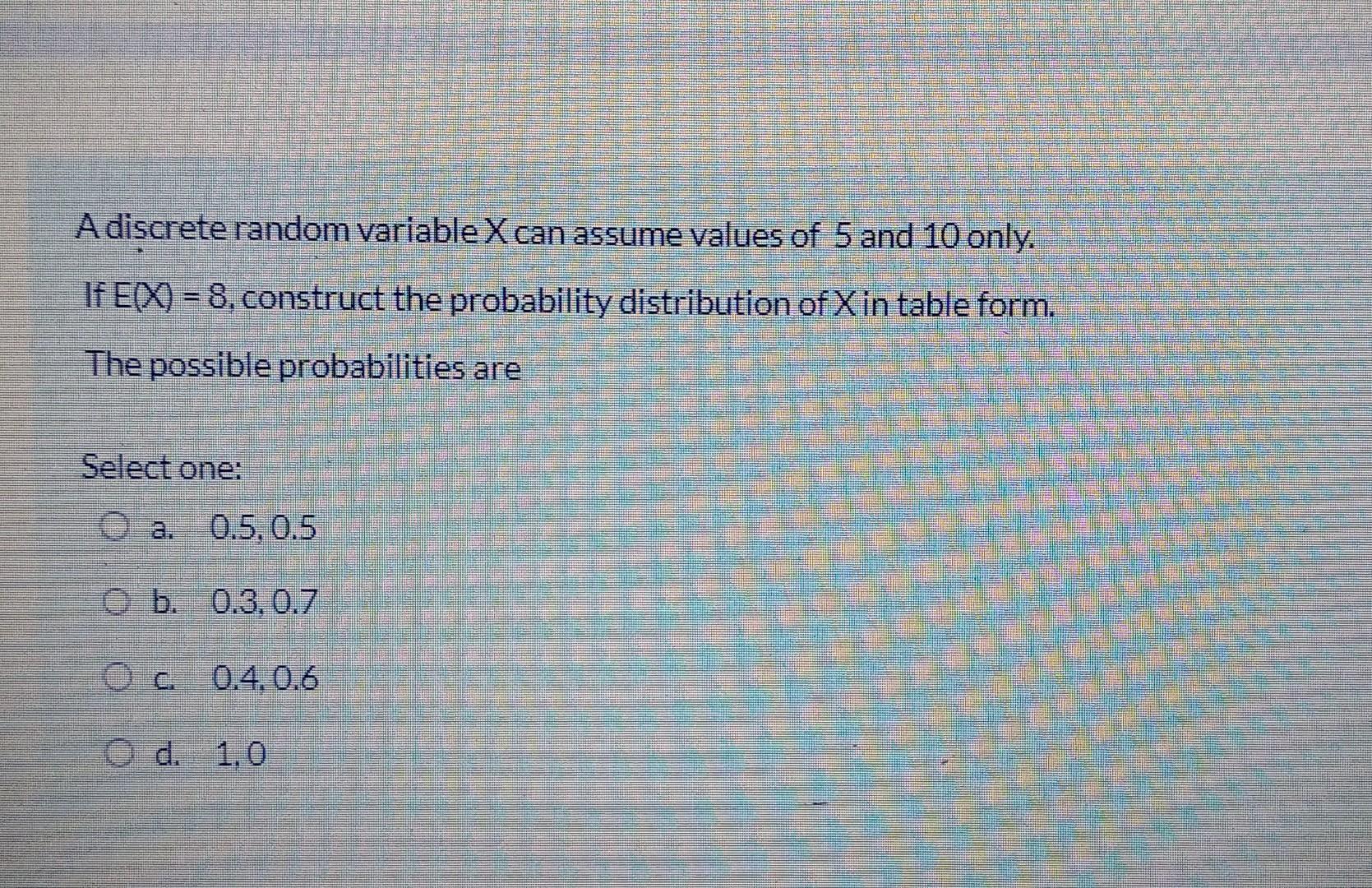 Solved A discrete random variable X can assume values of 5 | Chegg.com