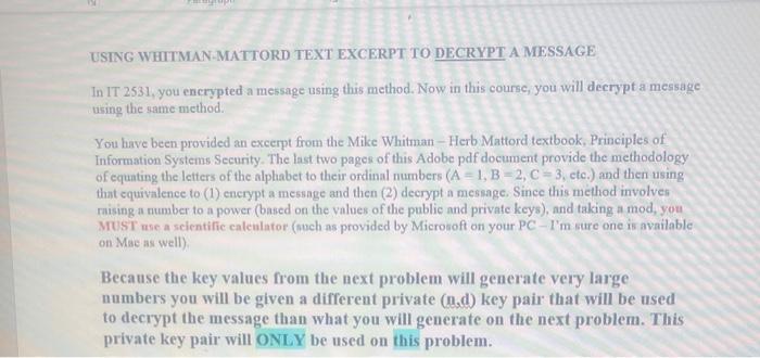 You will be given the ciphertext below, each | Chegg.com