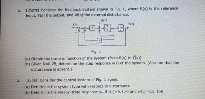 Solved 2. [25pts] Consider the feedback system shown in Fig. | Chegg.com