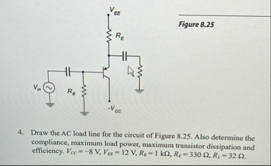 Solved Figure 8.254. ﻿Draw the AC load line for the circuit | Chegg.com