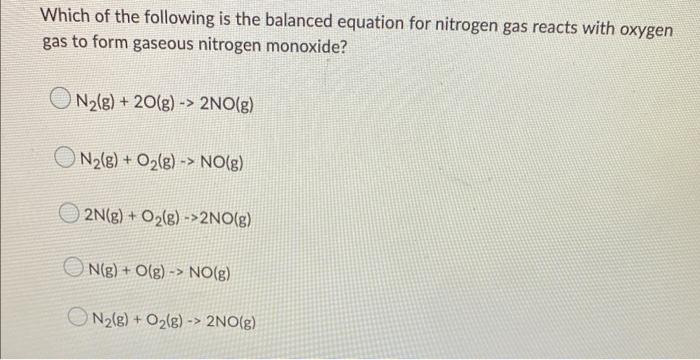 Solved Which of the following is the balanced equation for | Chegg.com