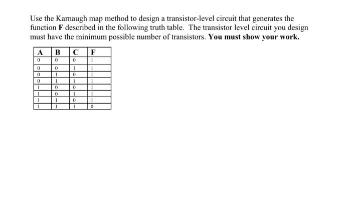 Solved Use the Karnaugh map method to design a | Chegg.com
