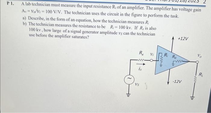 Solved A lab technician must measure the input resistance Ri | Chegg.com
