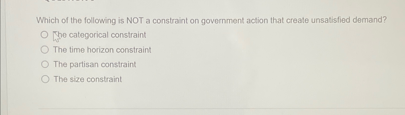 Solved Which of the following is NOT a constraint on | Chegg.com