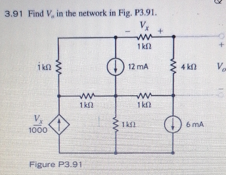 Solved 3.91 ﻿Find Vn ﻿in the network in Fig. P3.91.Figure | Chegg.com