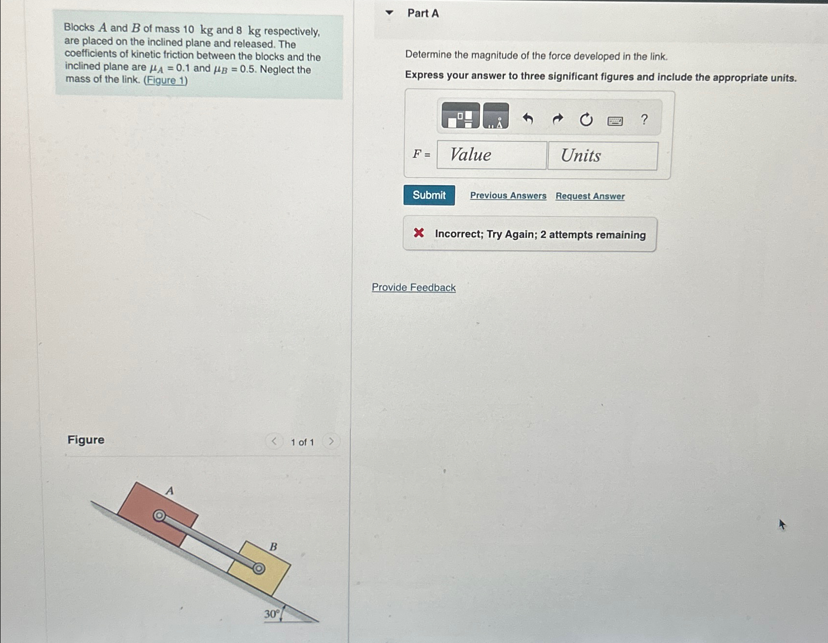 Solved Blocks A and B ﻿of mass 10kg ﻿and 8kg ﻿respectively, | Chegg.com