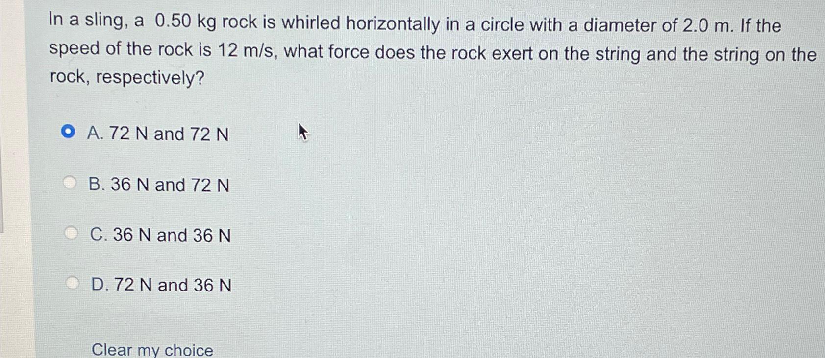 Solved In a sling, a 0.50kg ﻿rock is whirled horizontally in | Chegg.com