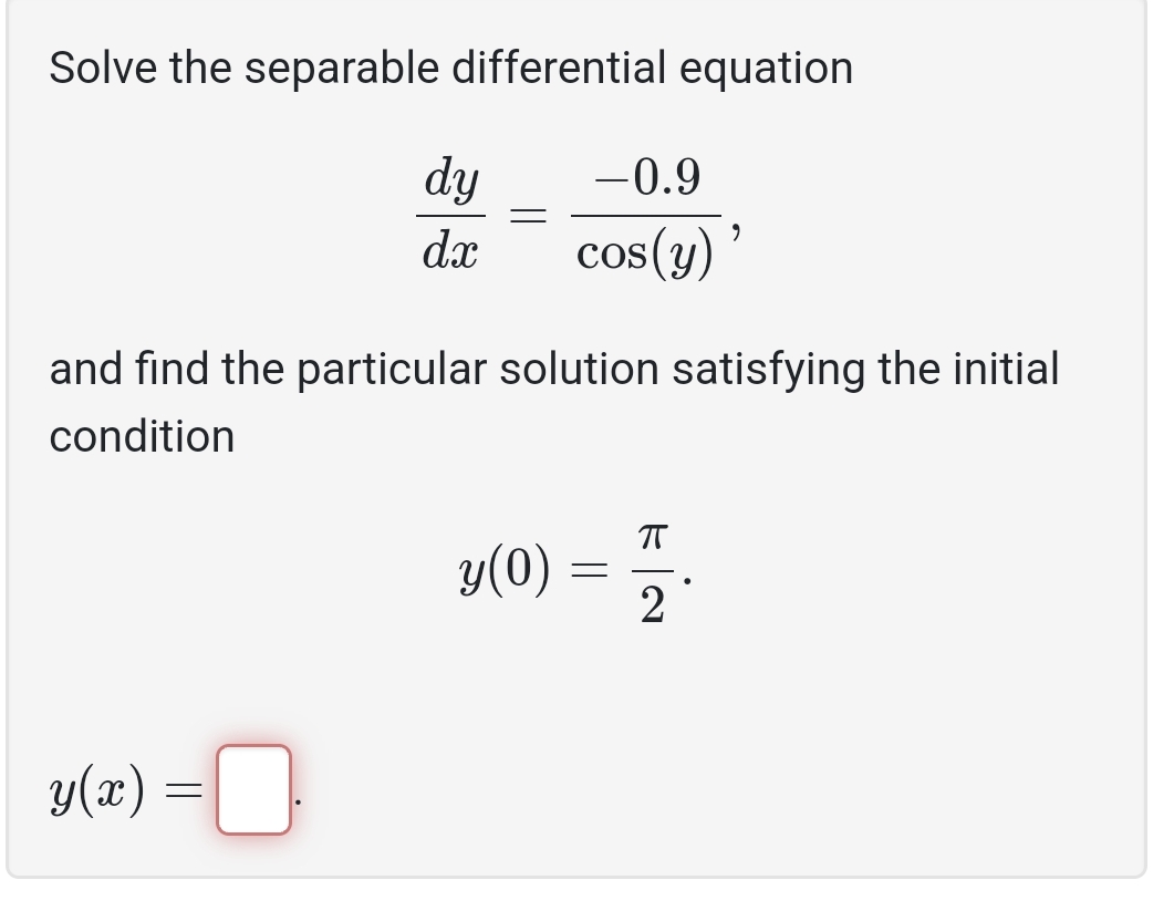 Solved Solve the separable differential | Chegg.com