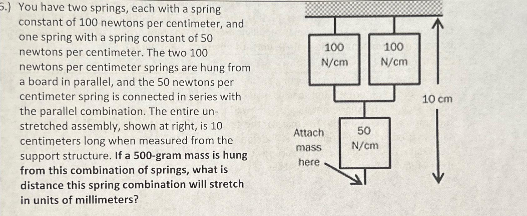 5.) ﻿You have two springs, each with a spring | Chegg.com