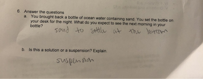 Solved 6. Answer the questions a. You brought back a bottle | Chegg.com