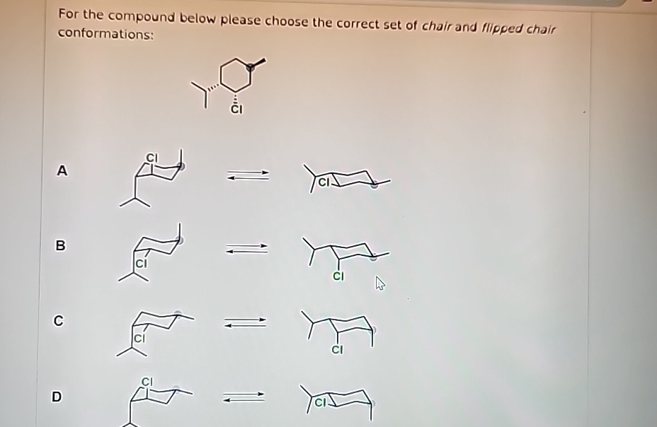 Solved For the compound below please choose the correct set | Chegg.com