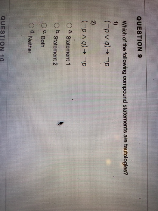 Solved QUESTION 9 Which of the following compound statements | Chegg.com