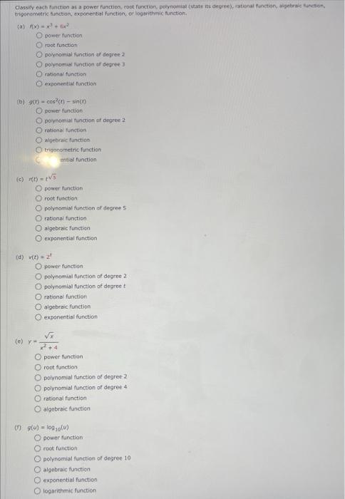 Solved Cassily each functise as a power functice, root | Chegg.com