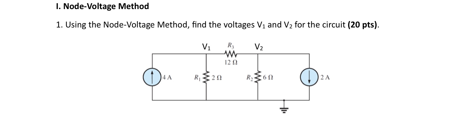 Solved Using the Node-Voltage Method, find the voltages V1 | Chegg.com