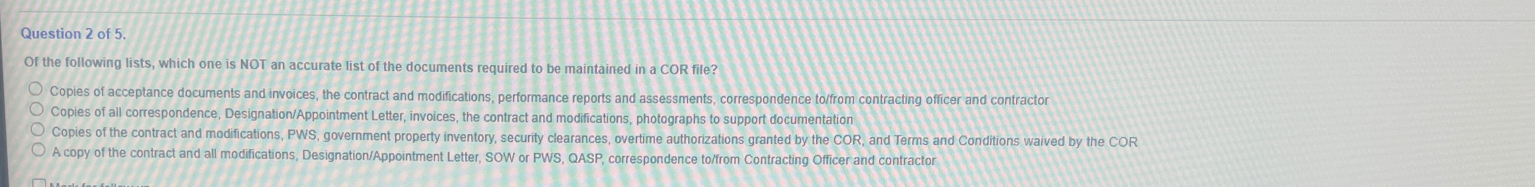 Solved Question 2 ﻿of 5.Of the following lists, which one is | Chegg.com