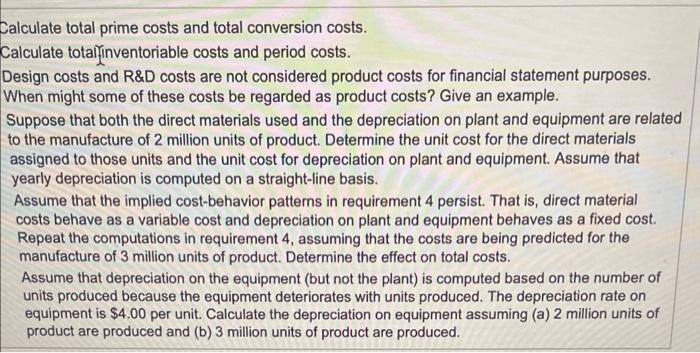 Solved Calculate total prime costs and total conversion | Chegg.com