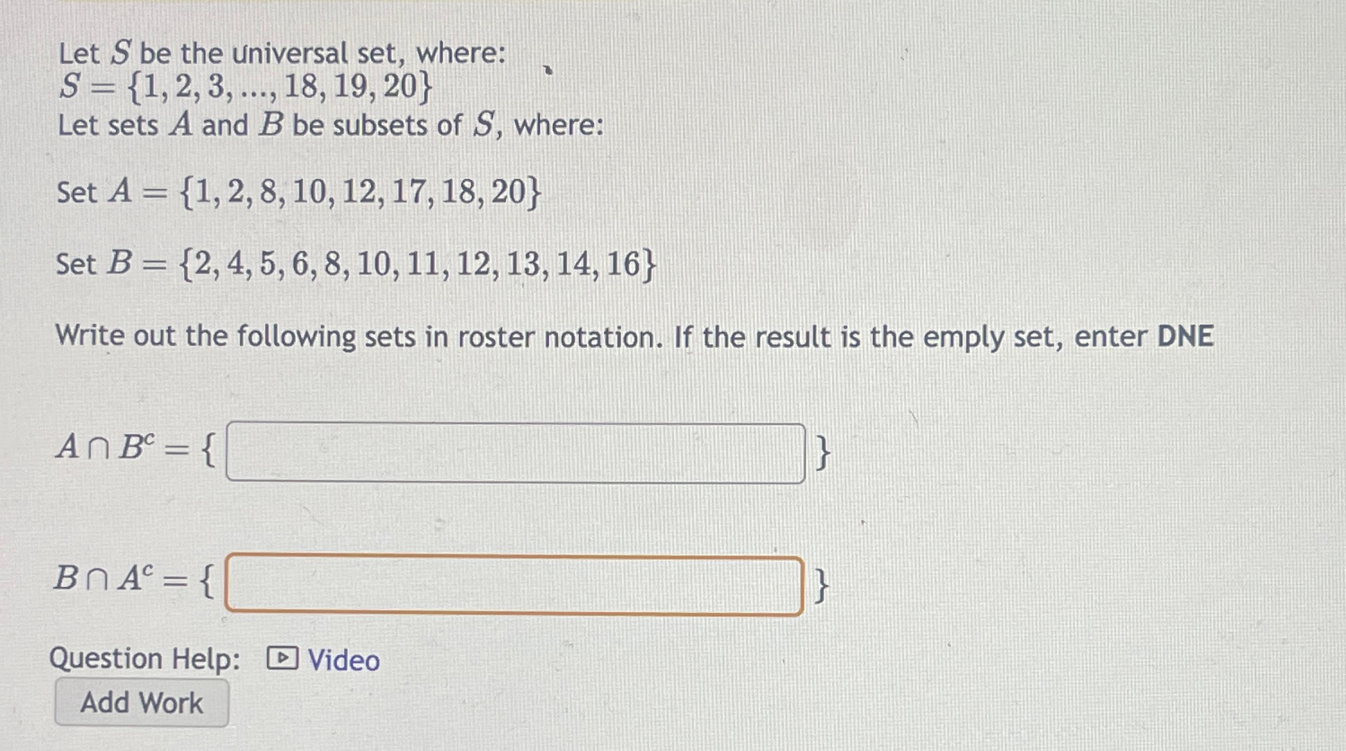 Solved Let S ﻿be The Universal Set 