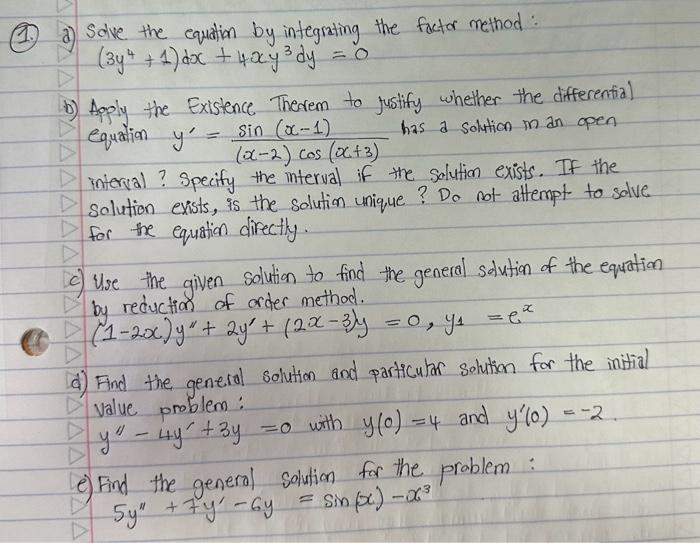 Solved a) Solve the equation by integrating the factor | Chegg.com