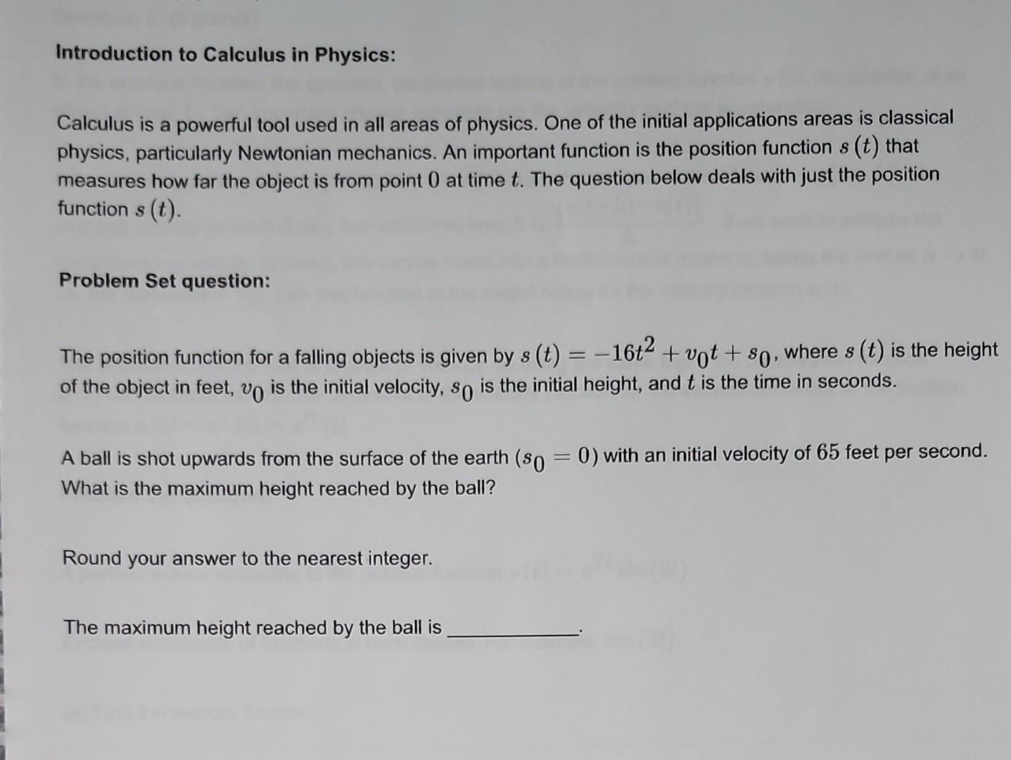 Solved Introduction to Calculus in Physics: Calculus is a | Chegg.com