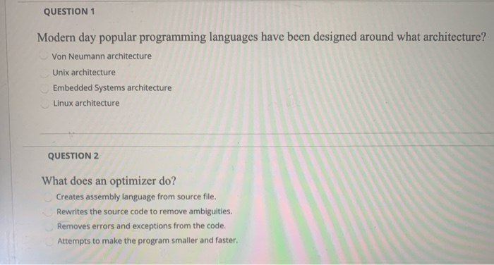 Solved QUESTION 1 Modern day popular programming languages | Chegg.com
