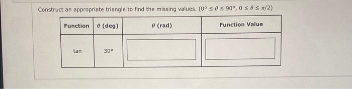 Solved Construct an appropriate triangle to find the missing | Chegg.com