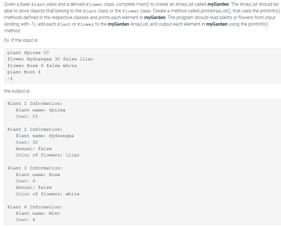 Solved public class Plant { ﻿ protected String plantName; | Chegg.com