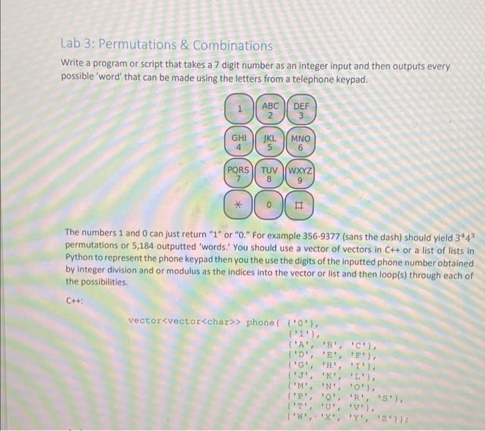 Solved Lab 3 Permutations And Combinations Write A Program Or 7082