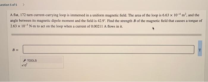 Solved Jestion 5 of 5 > A fiat, 172 turn current-carrying | Chegg.com