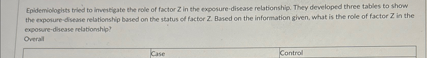 Solved Epidemiologists tried to investigate the role of | Chegg.com