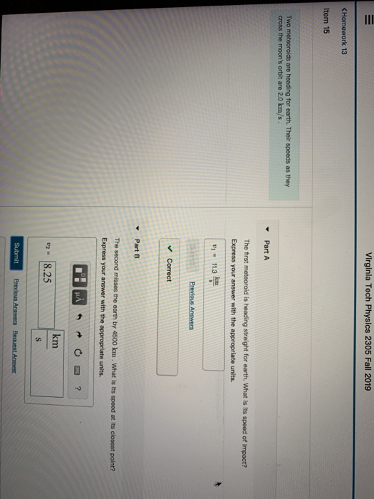 Solved = Virginia Tech Physics 2305 Fall 2019