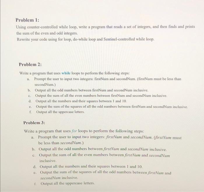 Solved Problem 1 Using Counter controlled While Loop Write Chegg