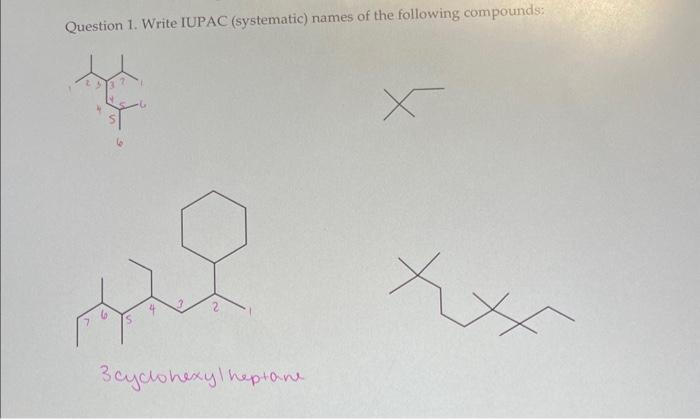 Solved Question 1. Write IUPAC (systematic) names of the | Chegg.com