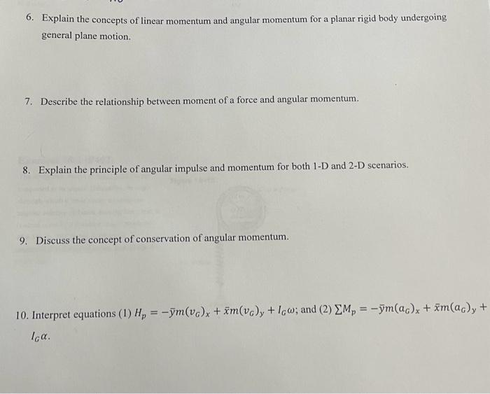 Solved 6. Explain the concepts of linear momentum and | Chegg.com