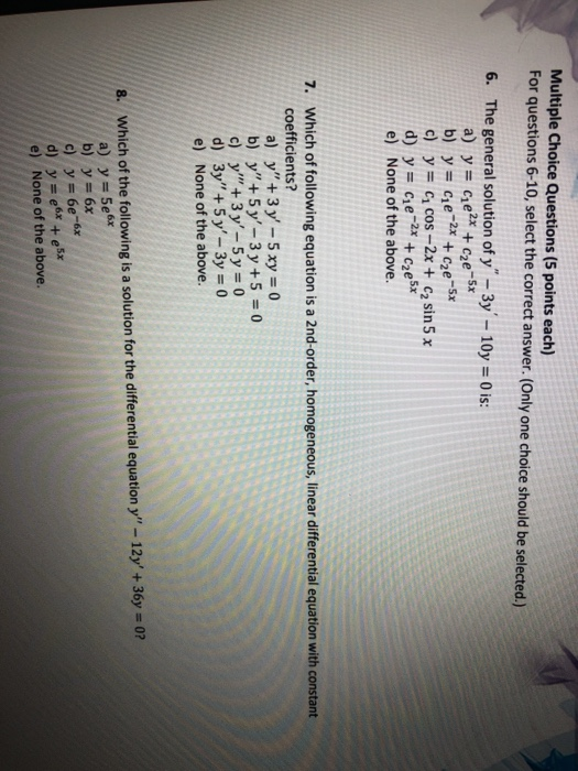 Solved Multiple Choice Questions (5 points each) For | Chegg.com