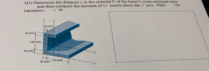 Solved O1) Determine the distance y to the centroid C of the | Chegg.com