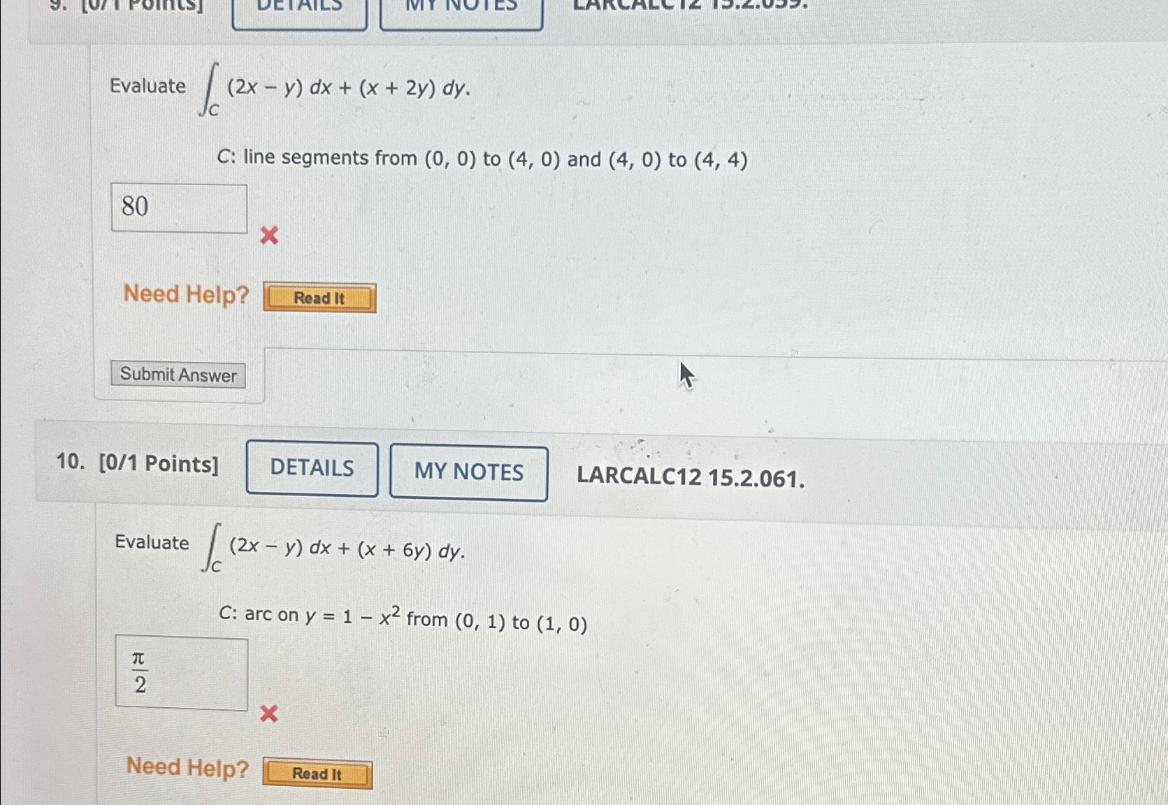 Solved Evaluate ∫C﻿(2x-y)dx+(x+2y)dyC: line segments from | Chegg.com