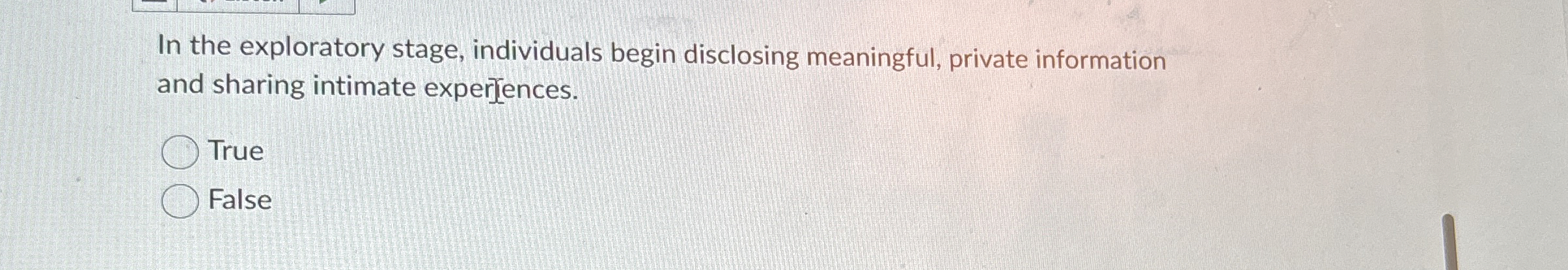 Solved In the exploratory stage, individuals begin | Chegg.com