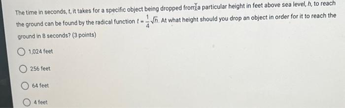 Solved The time in seconds, t, it takes for a specific | Chegg.com