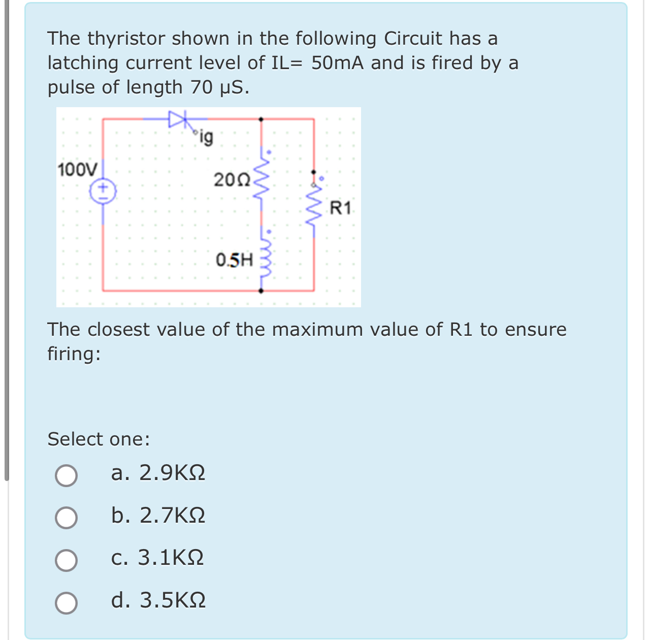Solved The thyristor shown in the following Circuit has a | Chegg.com