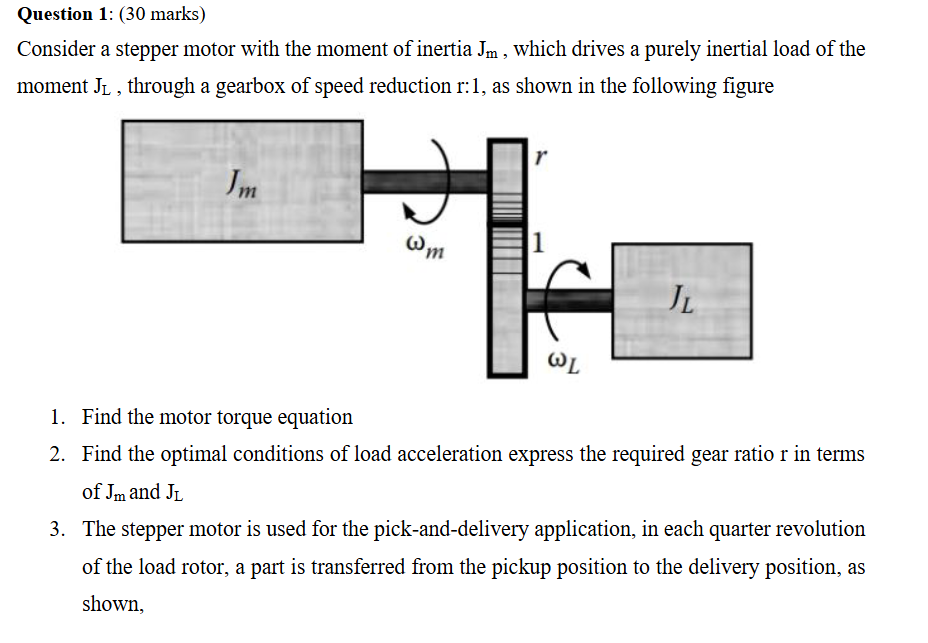 Solved Question 1: (30 ﻿marks) ﻿Consider a stepper motor | Chegg.com