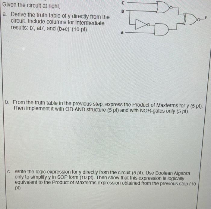 Solved Given the circuit at right, a. Derive the truth table | Chegg.com