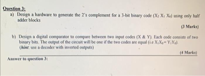 Solved Question 3: a) Design a hardware to generate the 2's | Chegg.com