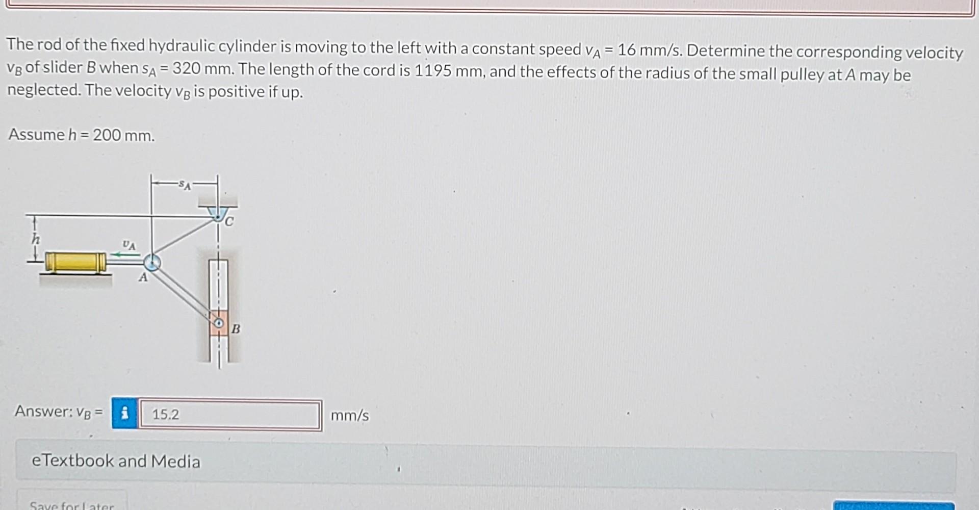 Solved The rod of the fixed hydraulic cylinder is moving to | Chegg.com