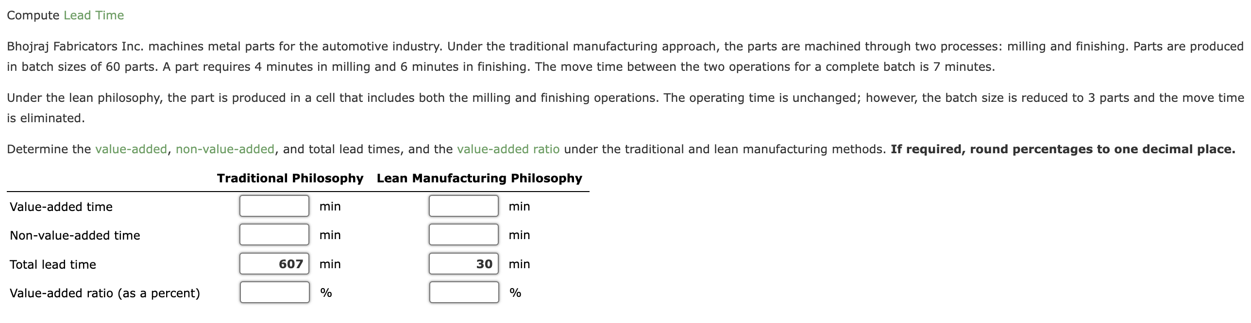 Solved Compute Lead Timein batch sizes of 60 ﻿parts. A part | Chegg.com