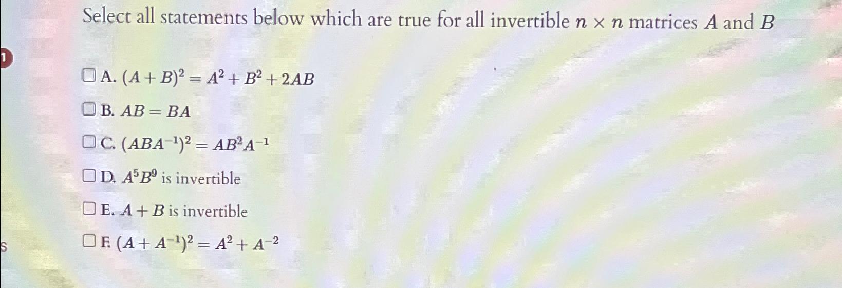 Solved Select all statements below which are true for all | Chegg.com