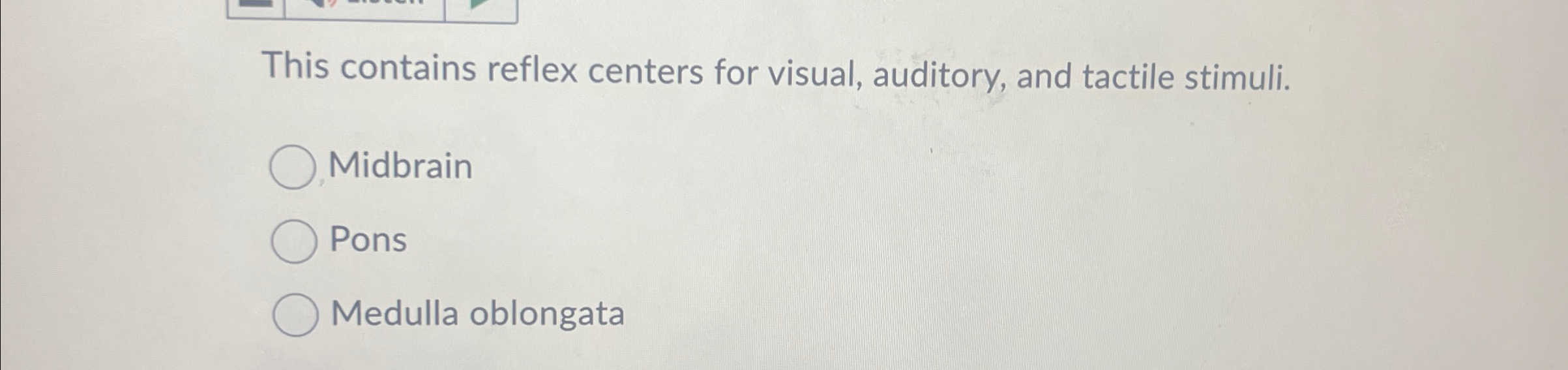 Solved This contains reflex centers for visual, auditory, | Chegg.com