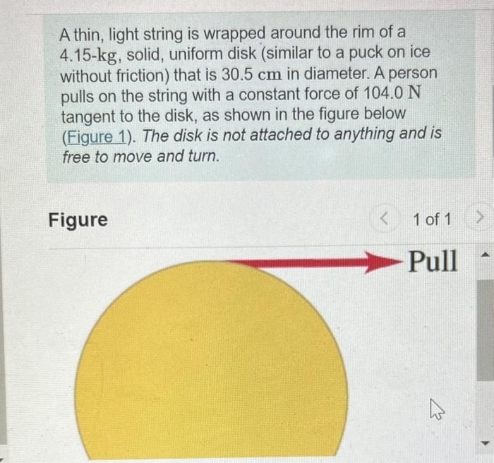 Solved A thin, light string is wrapped around the rim of a | Chegg.com