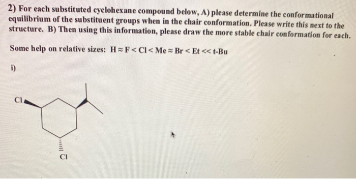 Solved 2) For each substituted cyclohexane compound below, | Chegg.com