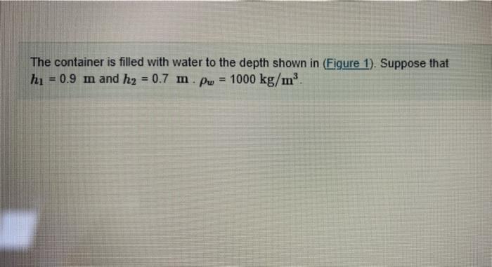 Solved The container is filled with water to the depth shown | Chegg.com
