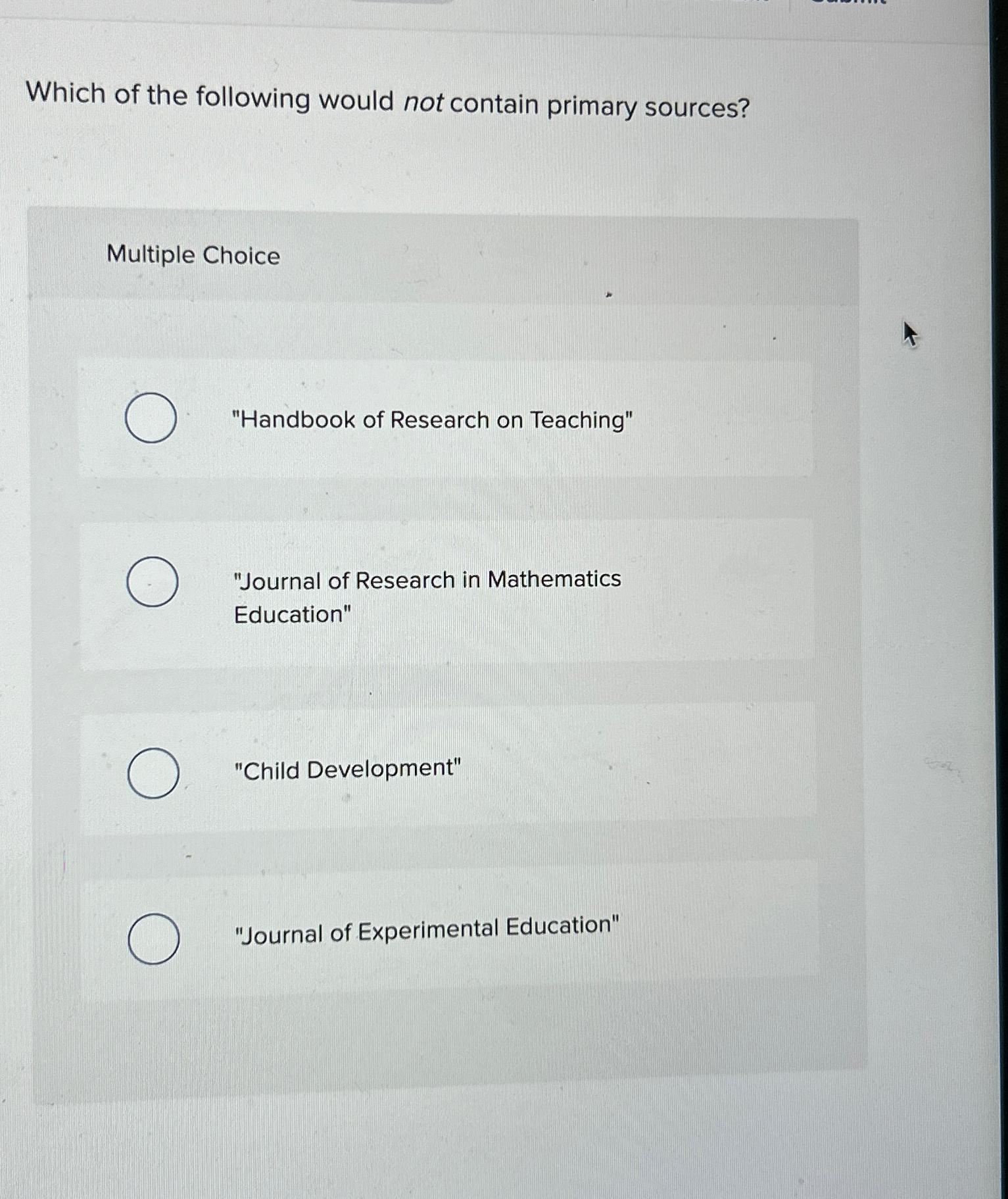 Solved Which of the following would not contain primary | Chegg.com